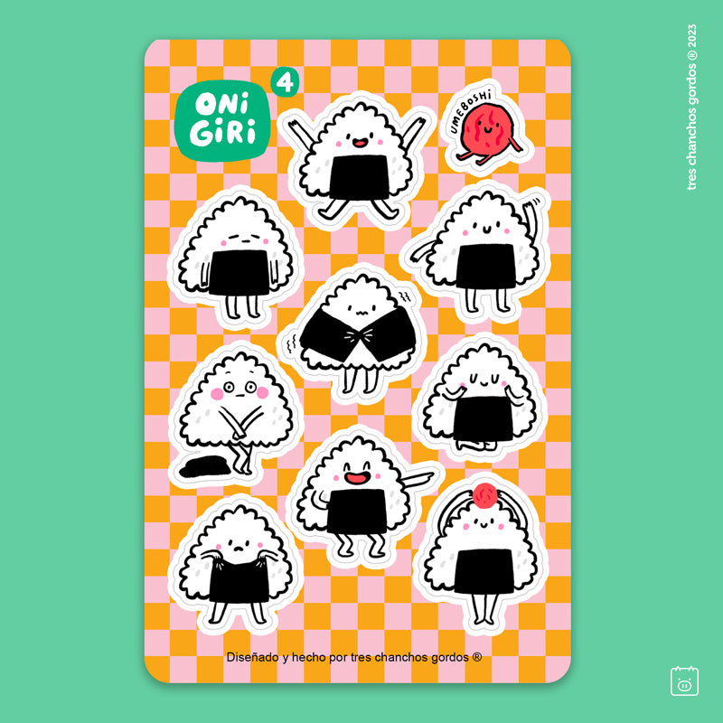 Lámina de stickers: Onigiri – tres chanchos gordos