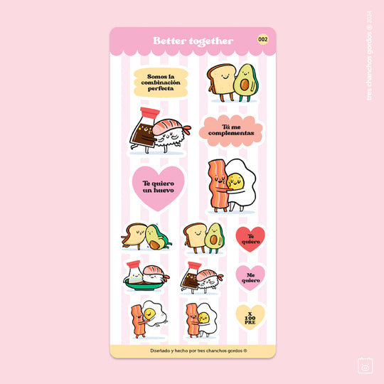 Lámina de stickers: Better together – tres chanchos gordos