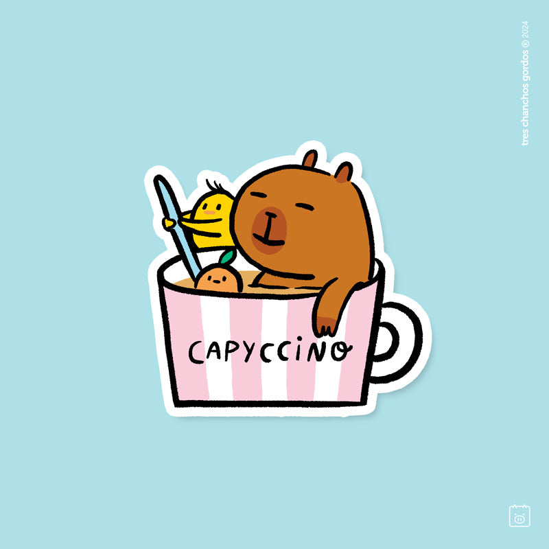 Sticker de Vinil | Capyccino – tres chanchos gordos