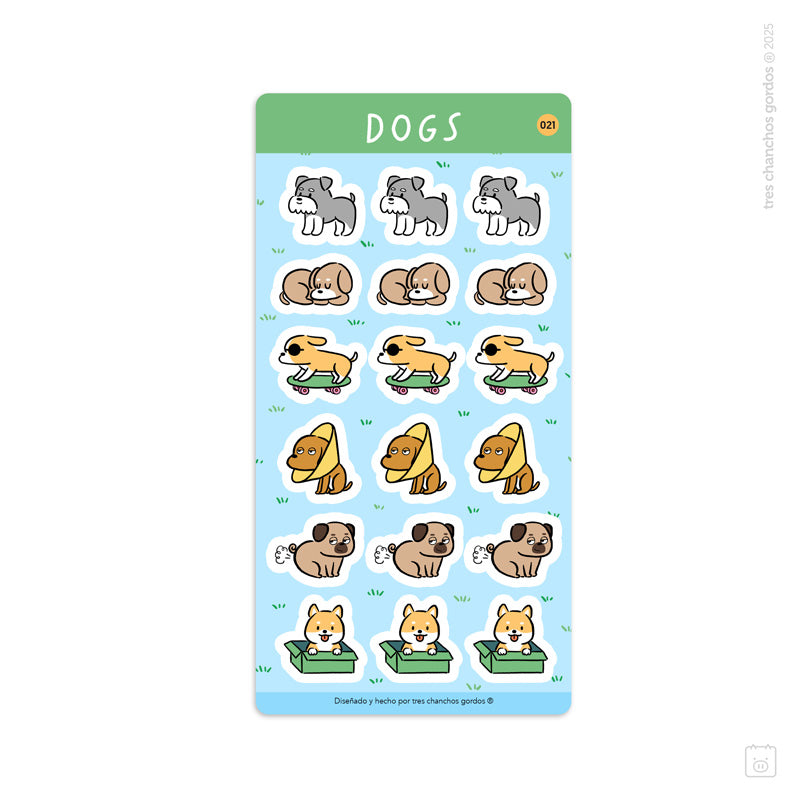 Lámina de stickers | Perritos – tres chanchos gordos